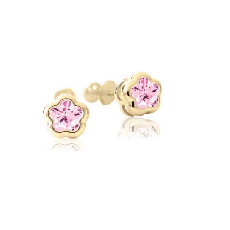 pink-gold-flower-earrings - Bfly