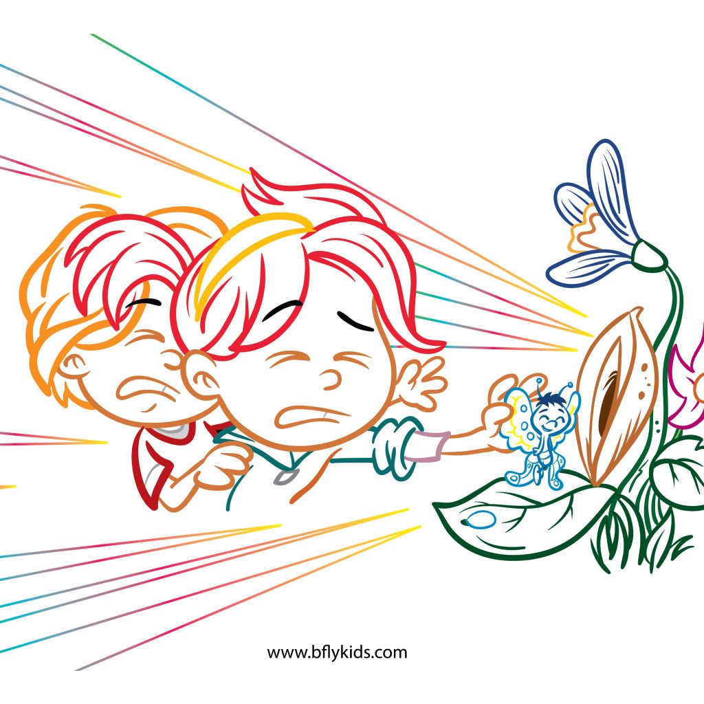 Coloring pages with coloured outlines - Bfly